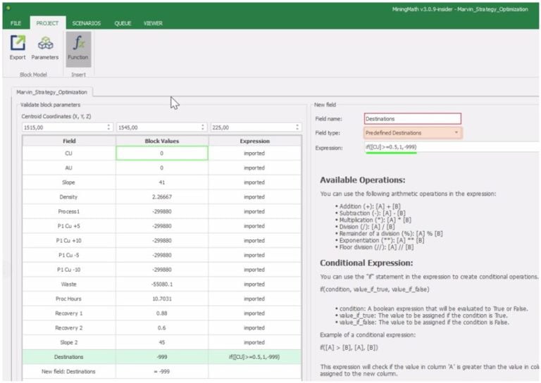 Predefined Destinations - MiningMath