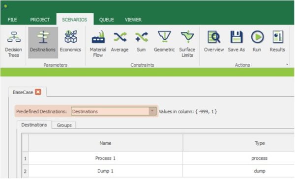 Predefined Destinations - MiningMath