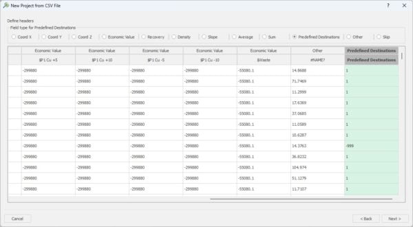 Predefined Destinations - MiningMath